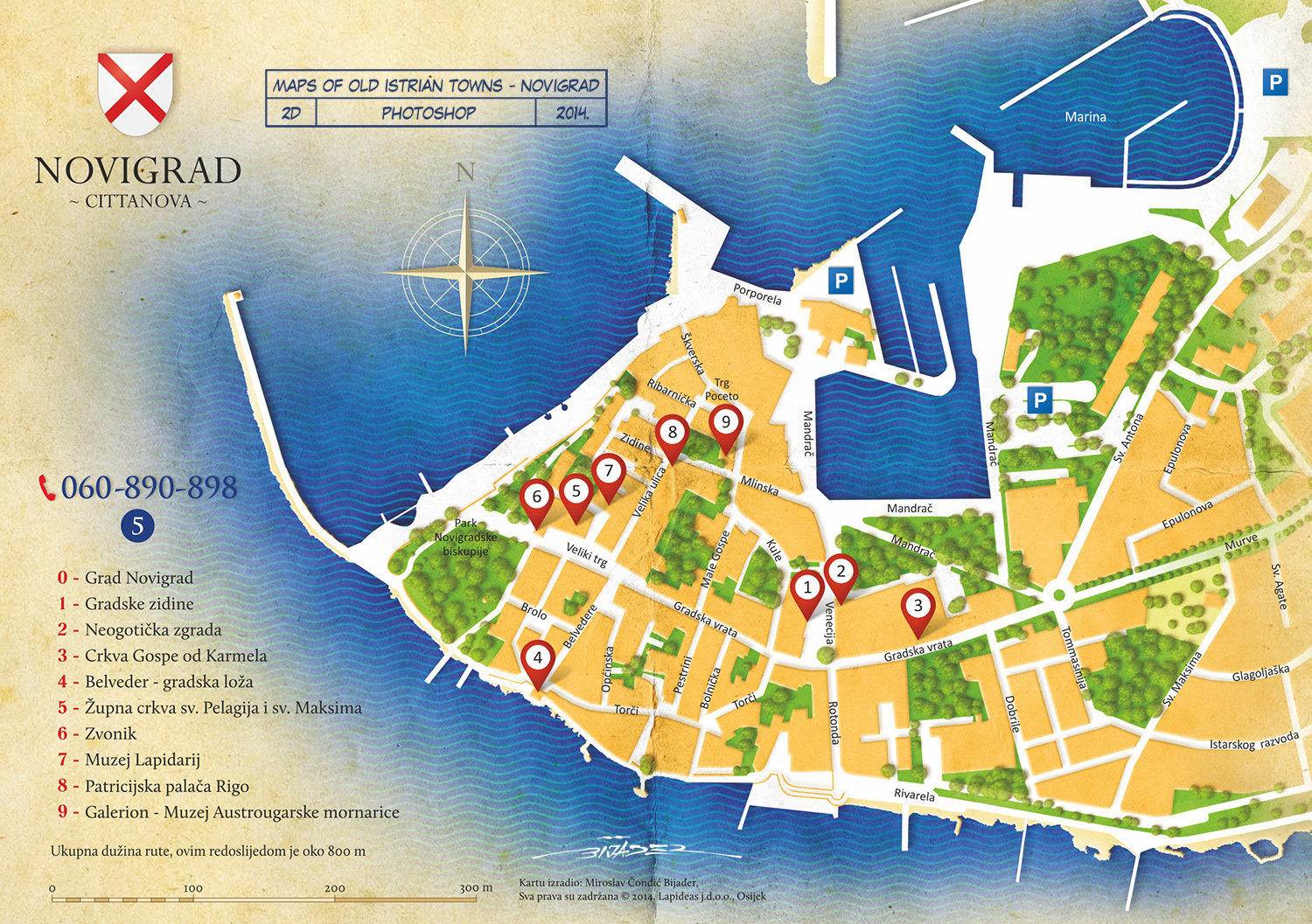 Miro Bijader - Maps of old Istrian cities cores, Croatia