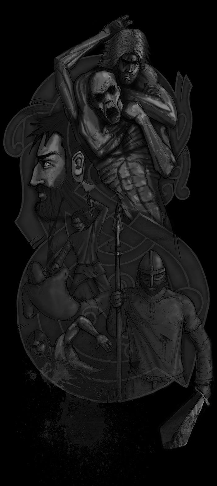 ArtStation - Grettir fighting the ghost Mori.