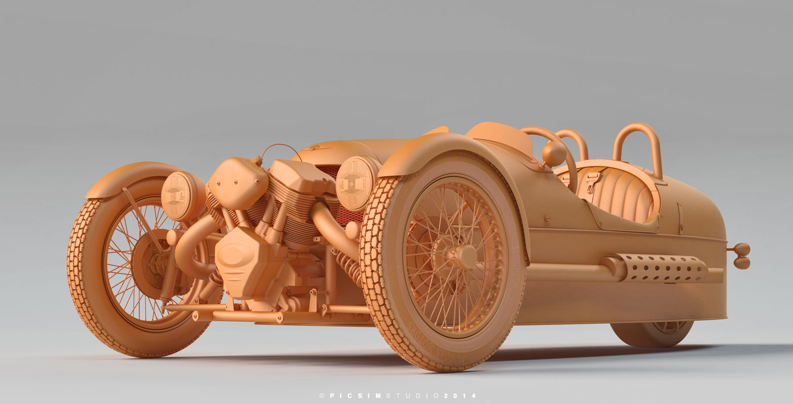 ArtStation - Morgan 3 wheeler Clay Render