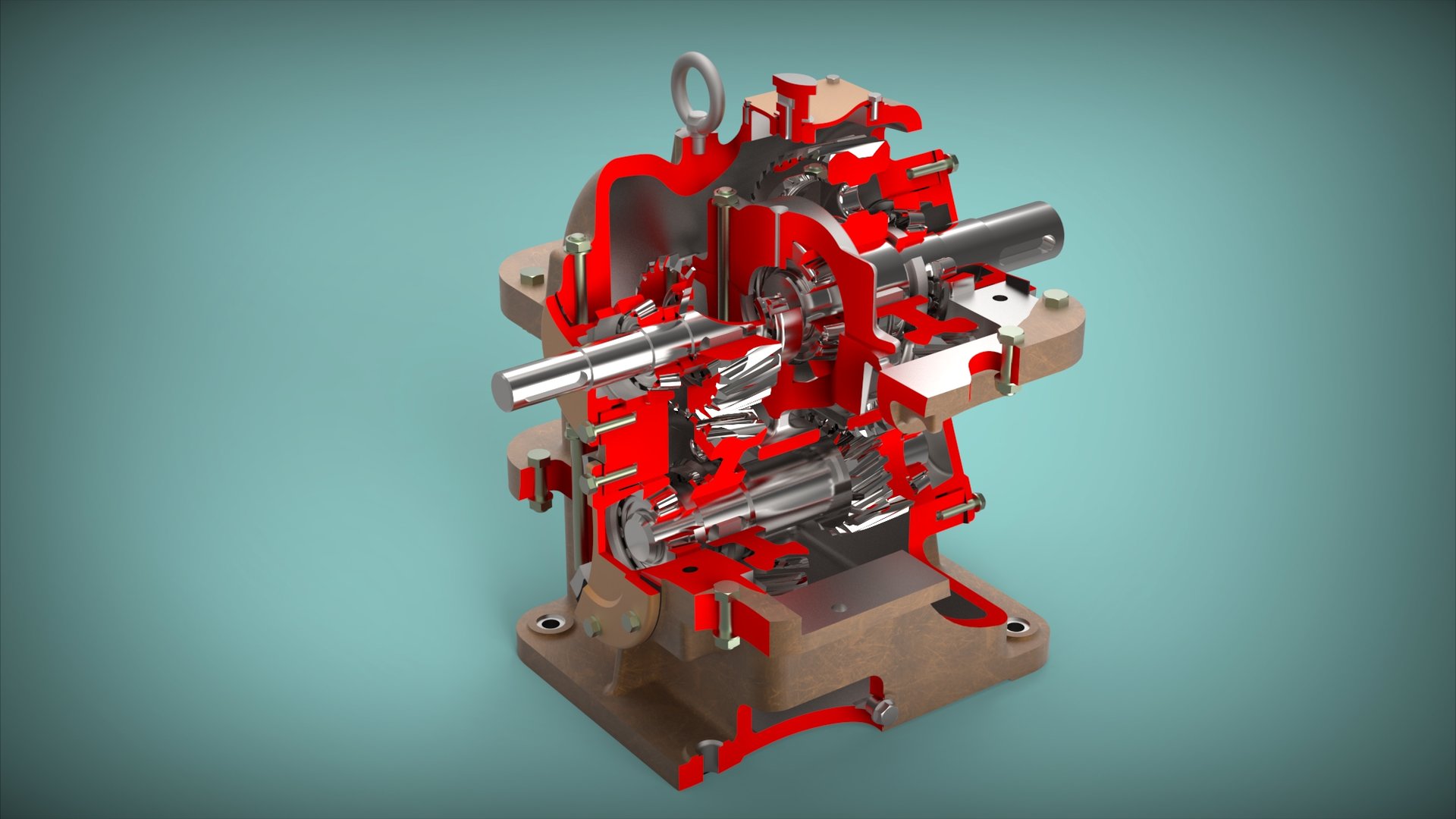 ArtStation - Two-stage cylindrical coaxial reductor 3