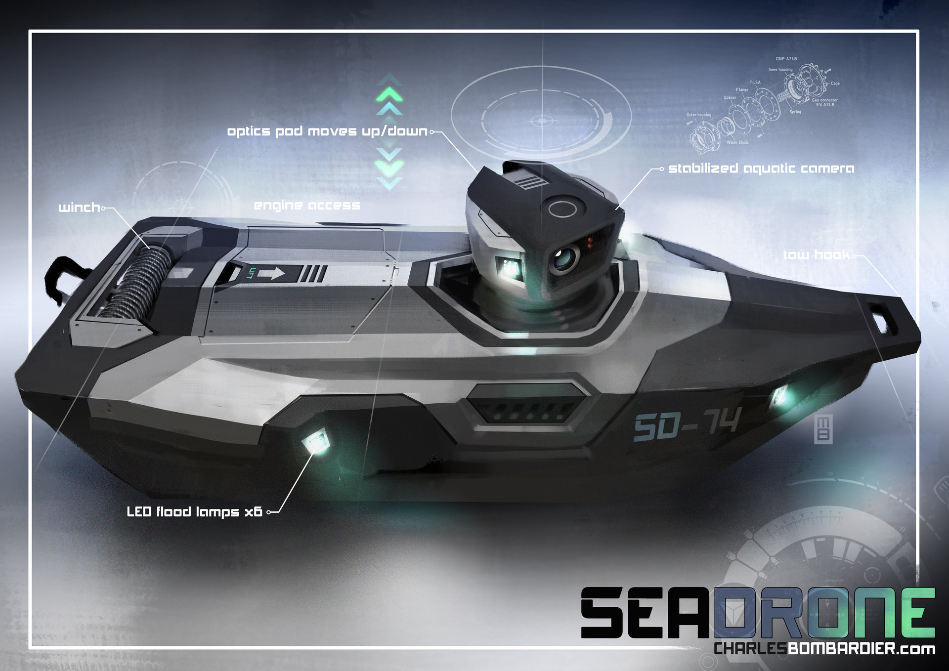 ArtStation - SEA DRONE Cruiser - Design for CHARLESBOMBARDIER.com