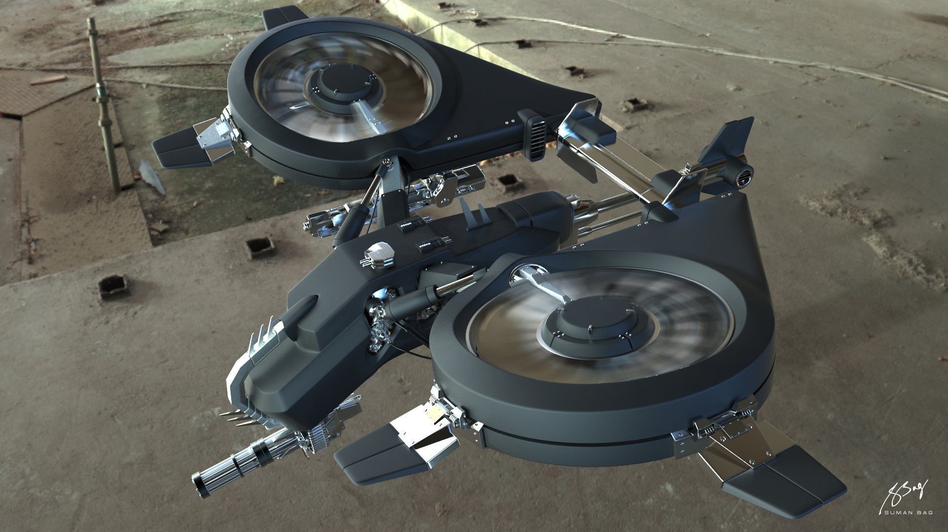 ArtStation - Combat Drone Modeling Practice.