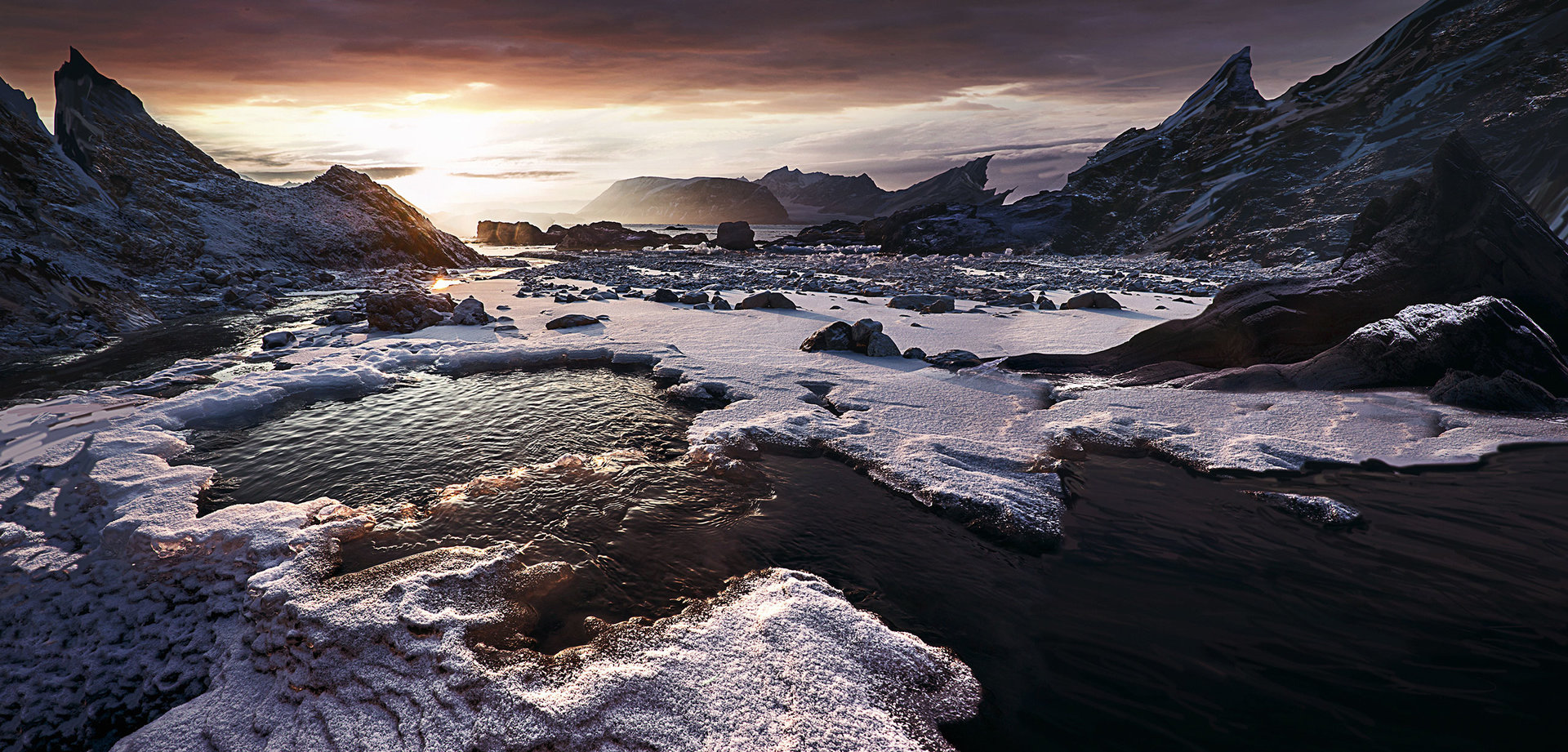 ArtStation - Arctic Landscape - 1h Matte Painting, Rafael Falconi