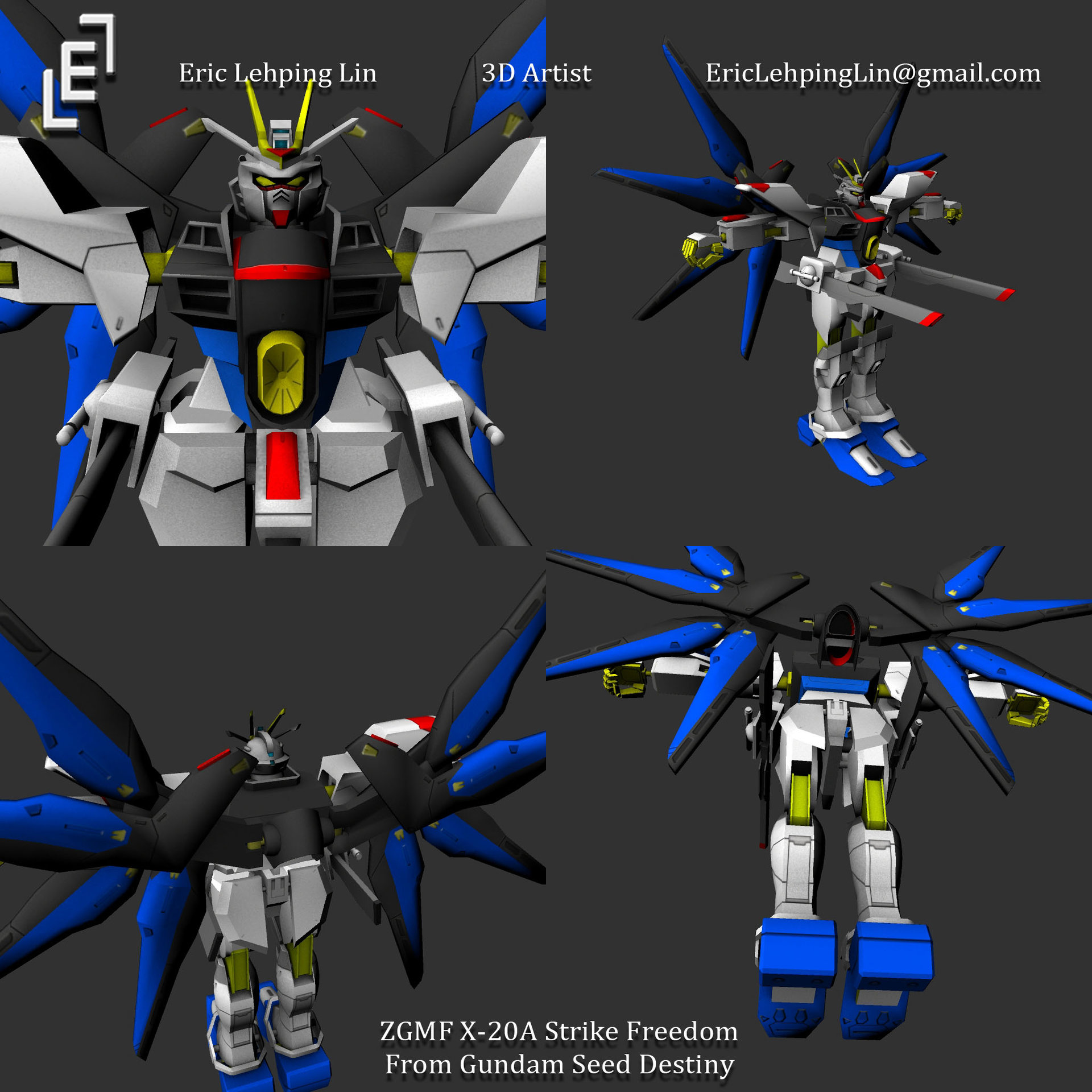 ArtStation - 3D model of Strike Freedom from Gundam Seed Desinty