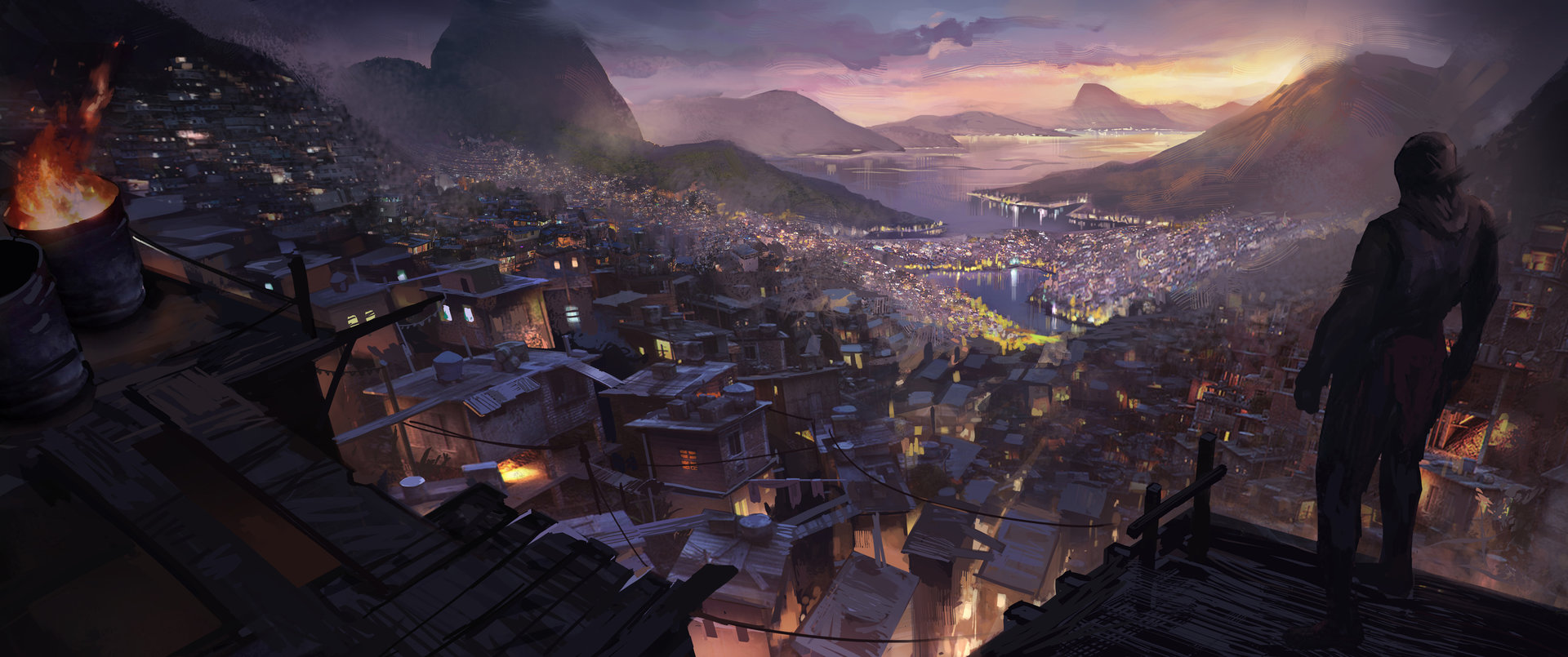 ArtStation - Favela night scene in Rio