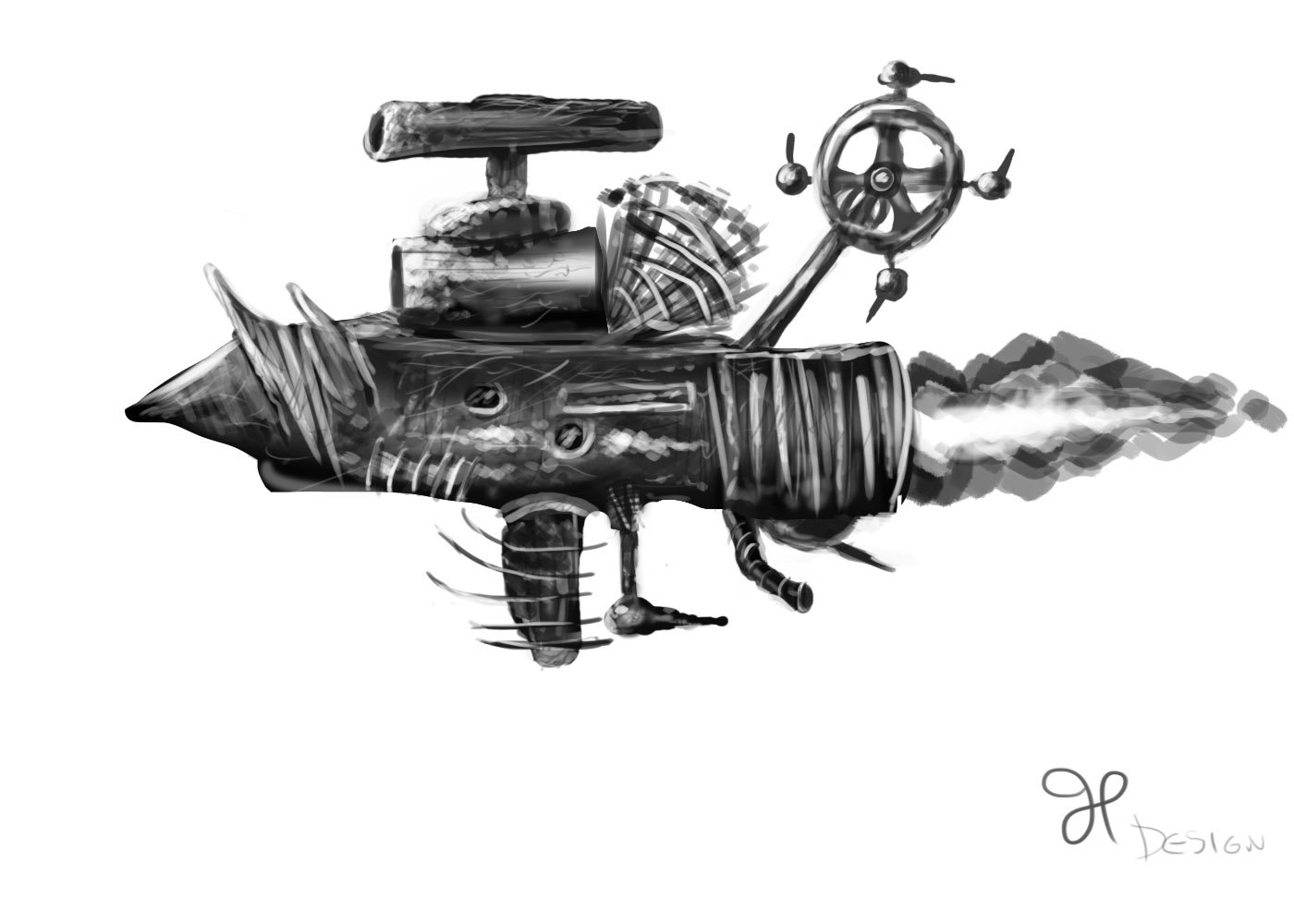 ArtStation - Steampunk ship sketch