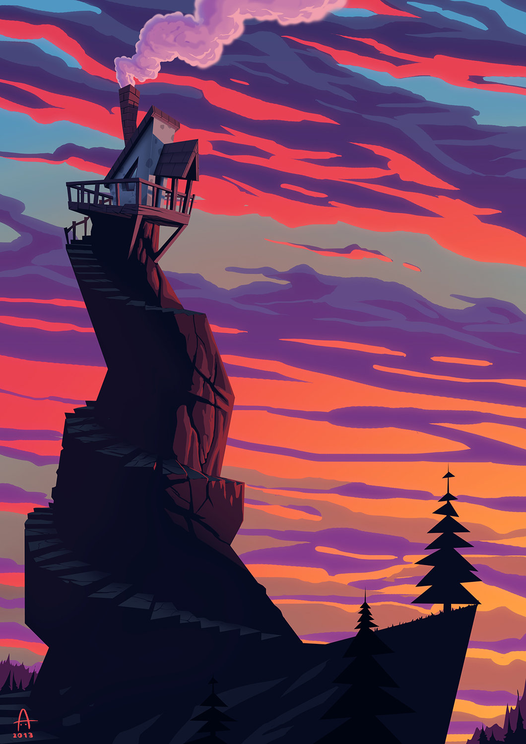 ArtStation - House on a rock