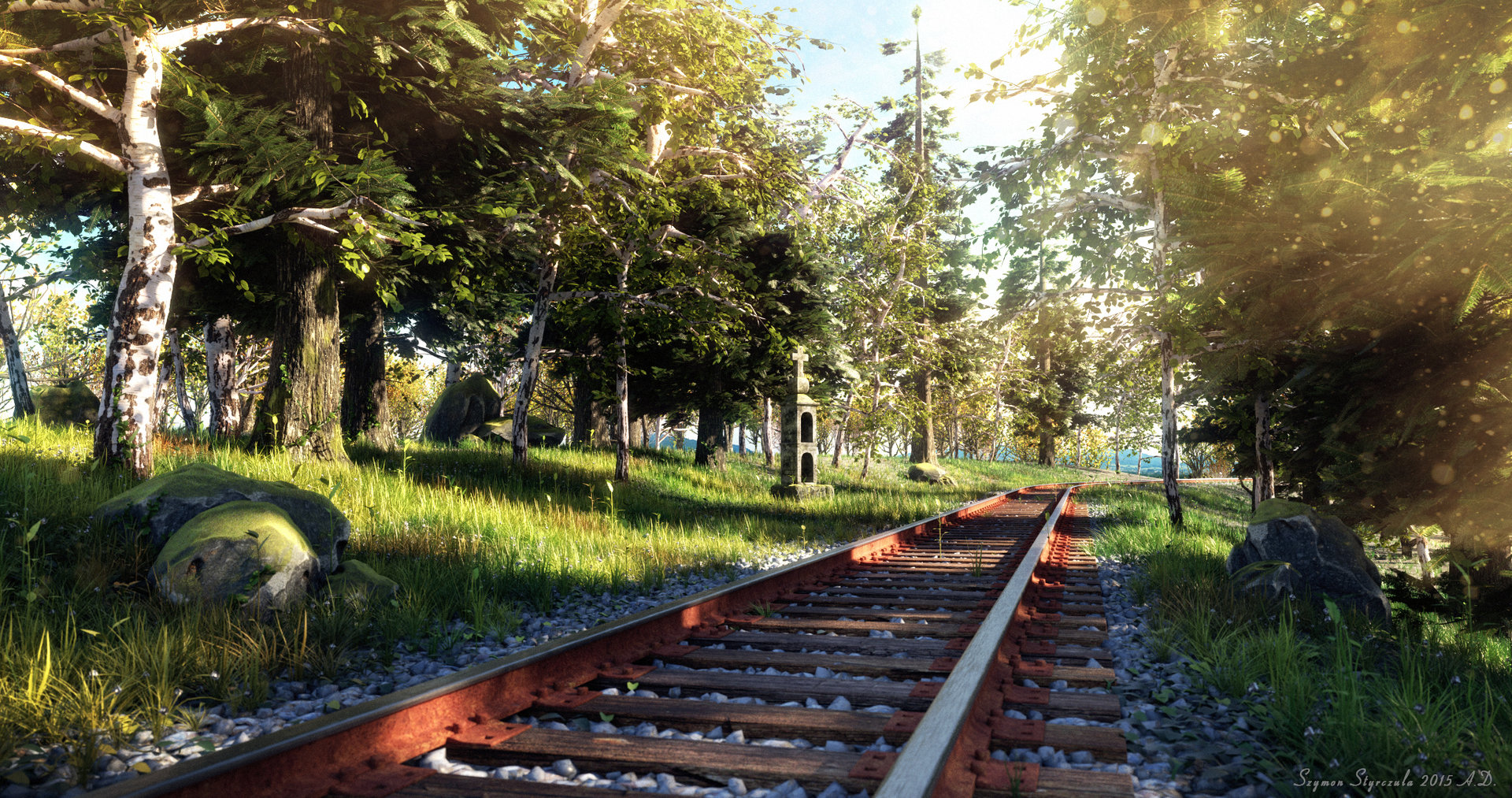 ArtStation - Train Tracks in the Woods