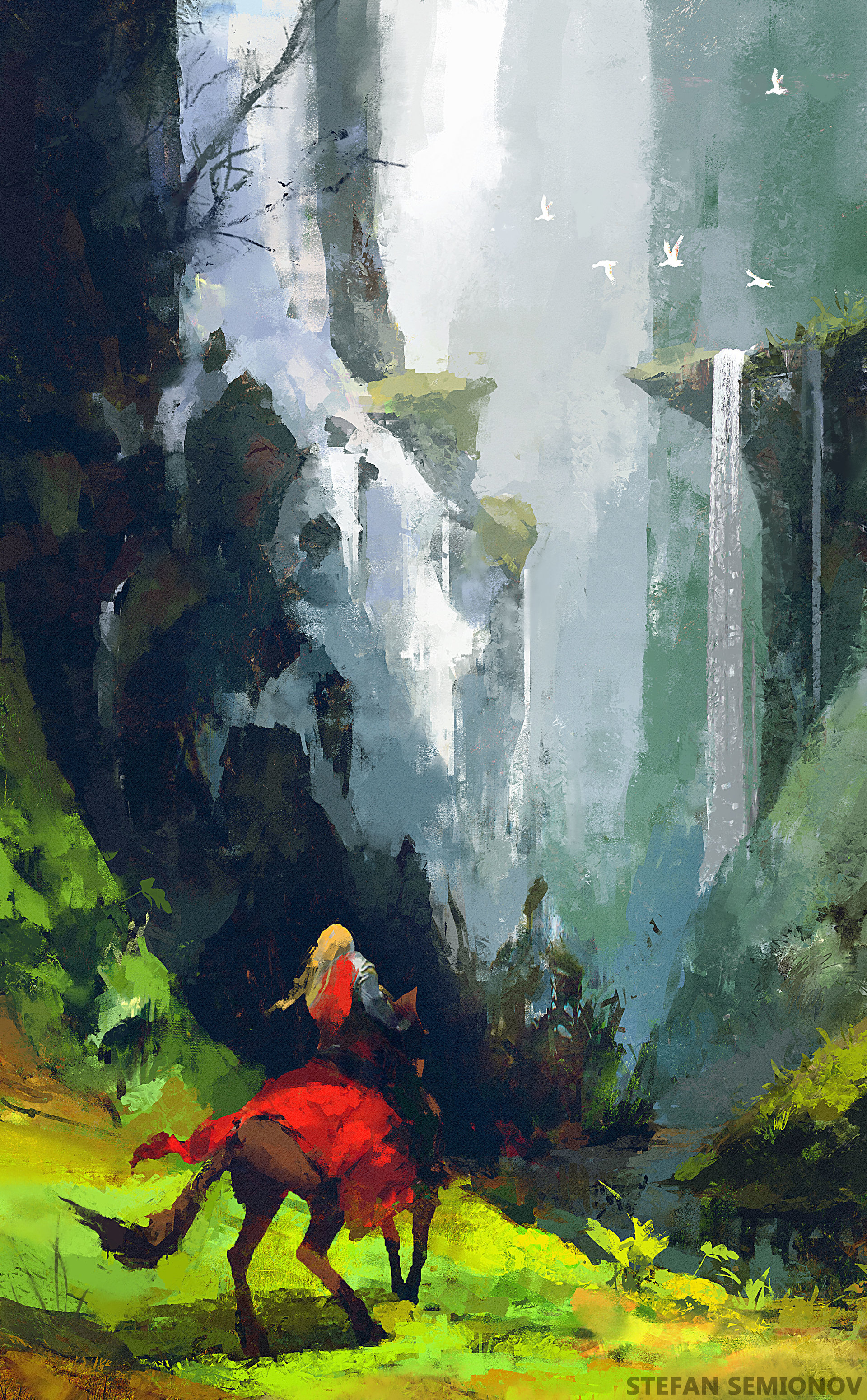 ArtStation - Knight and waterfalls