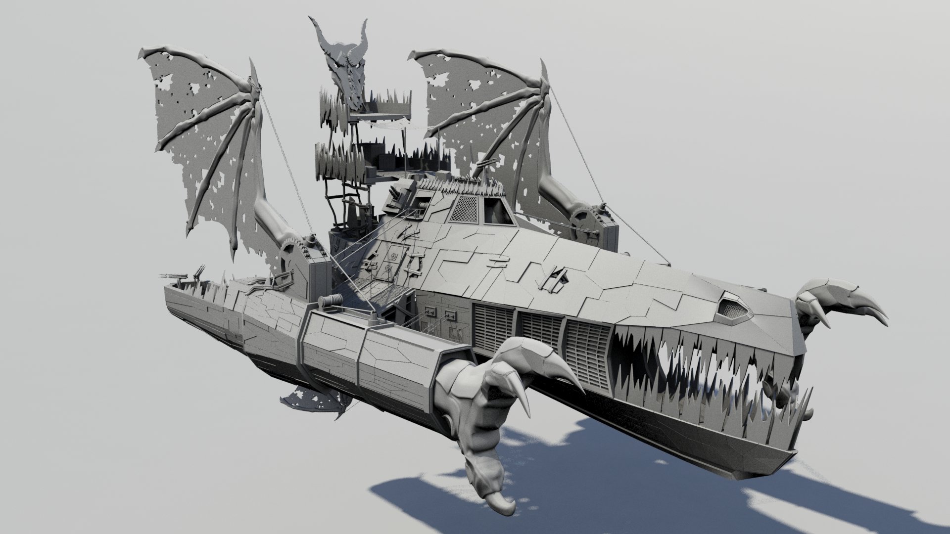 ArtStation - Flying Vessel (Dragon Ship)