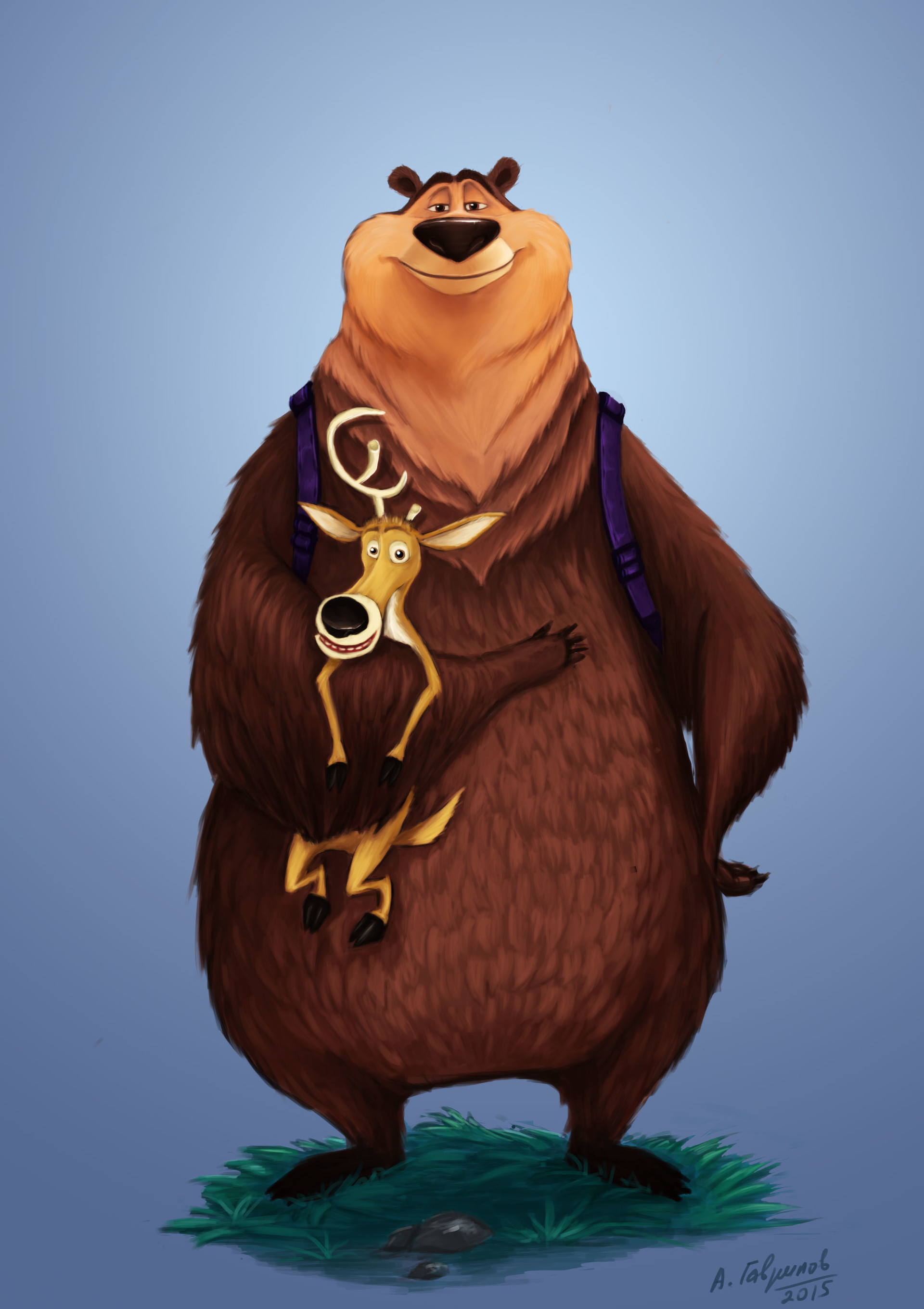 Alexander Gavrilov - Grizzly bear Boog and deer Elliot