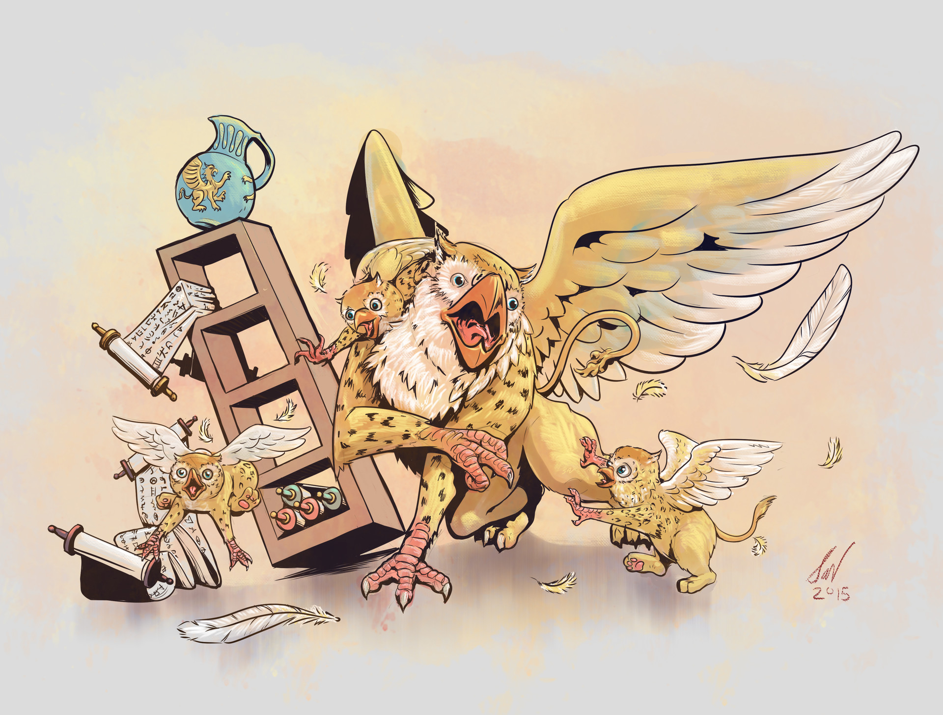 Griffin Family Roughhousing by Scott Vigil : r/ImaginaryMythology