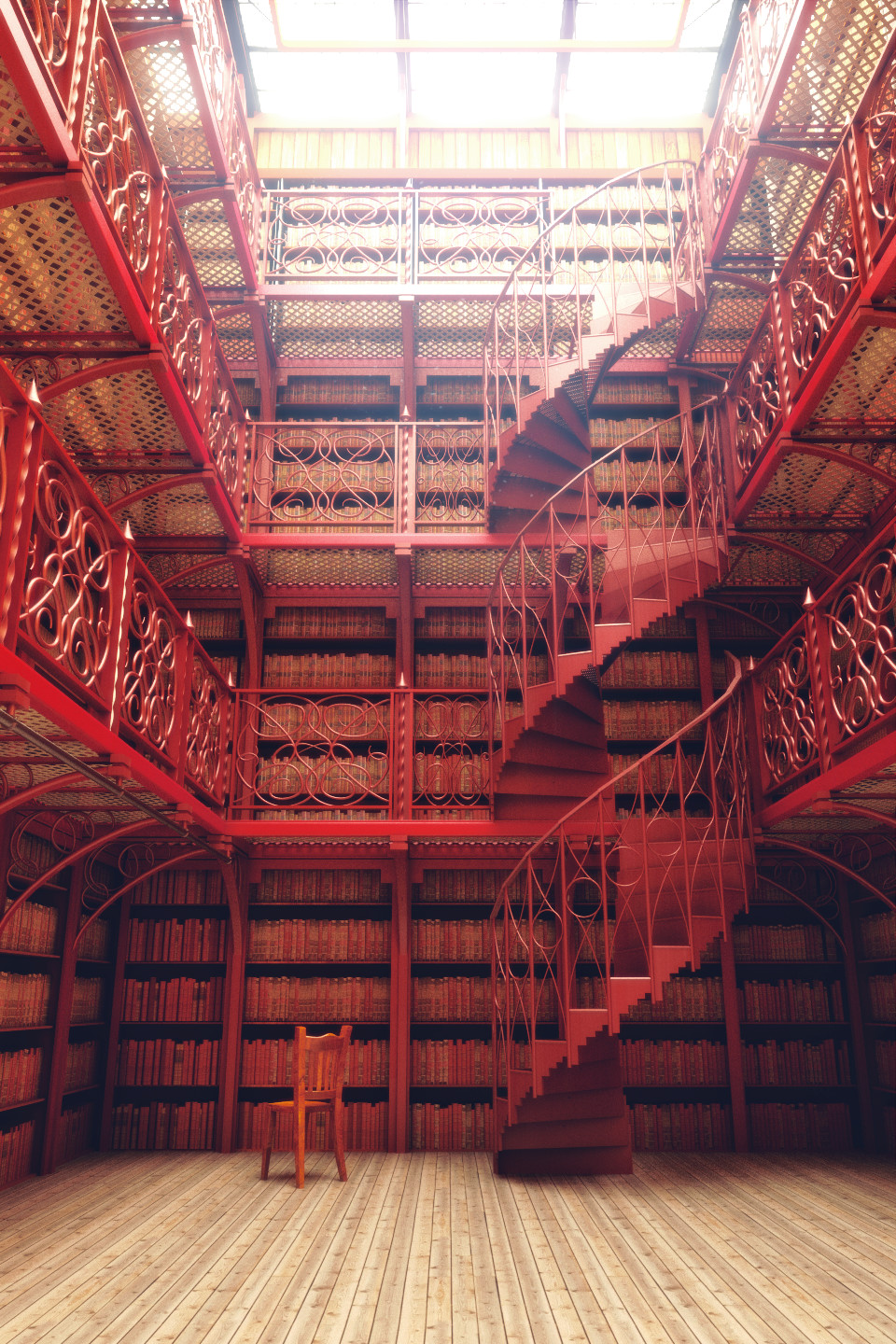 ArtStation - Library Painted Red