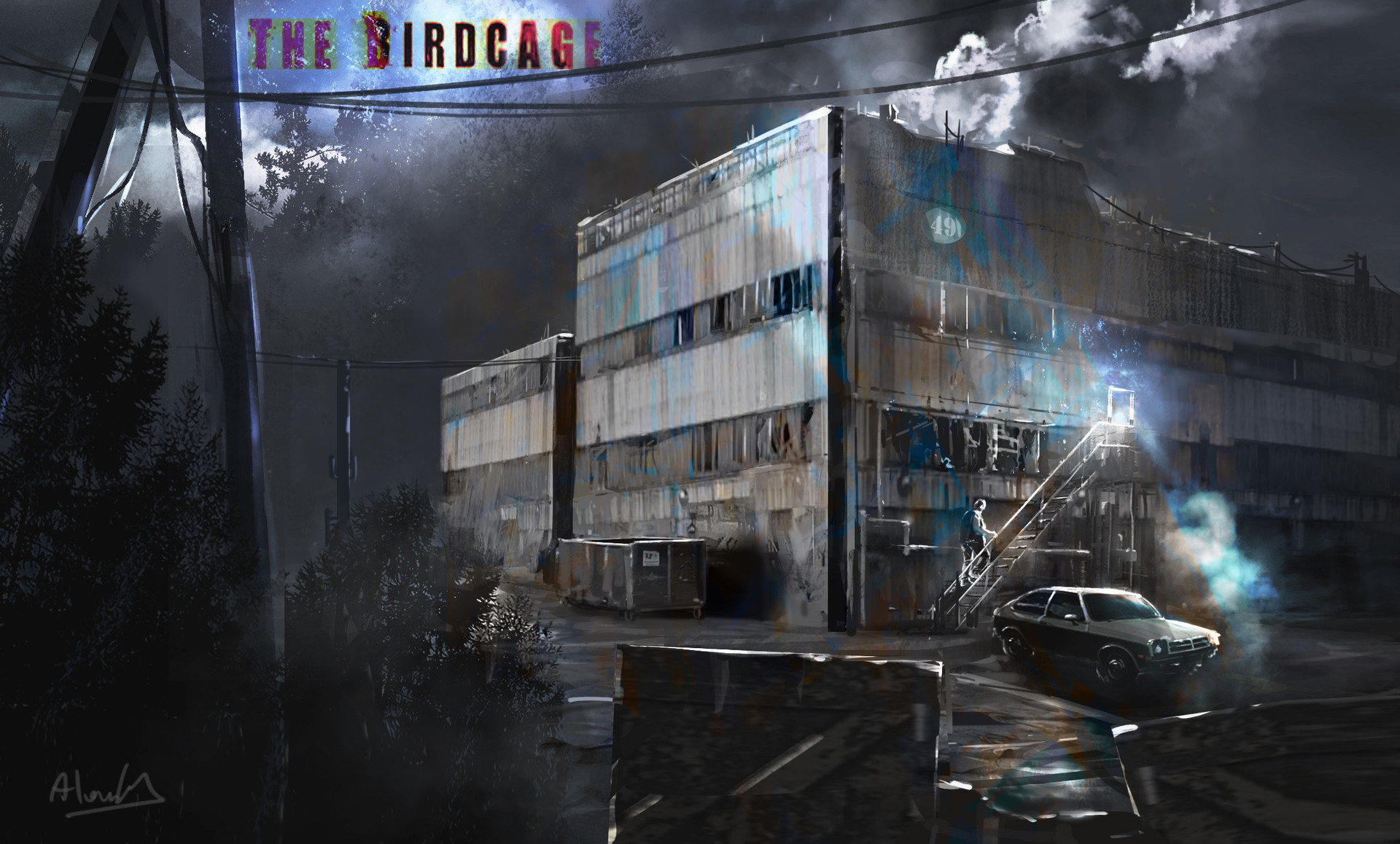 Warehouse Outside Night