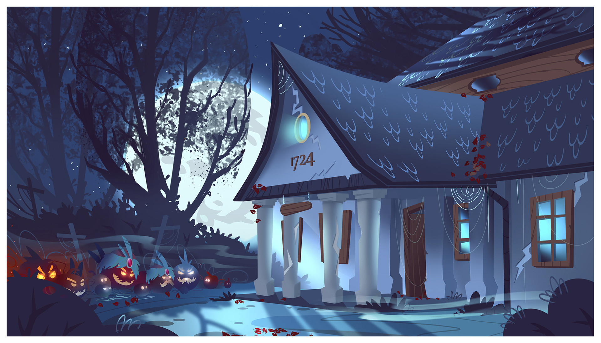 ArtStation - Spooky Halloween cartoon mansion