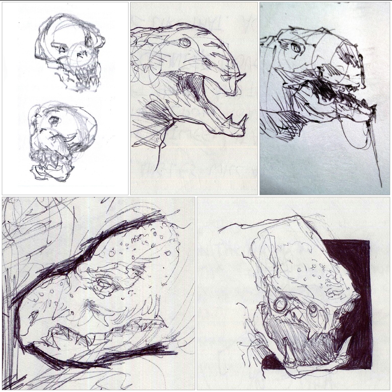 ArtStation - Reptilian Head sketches