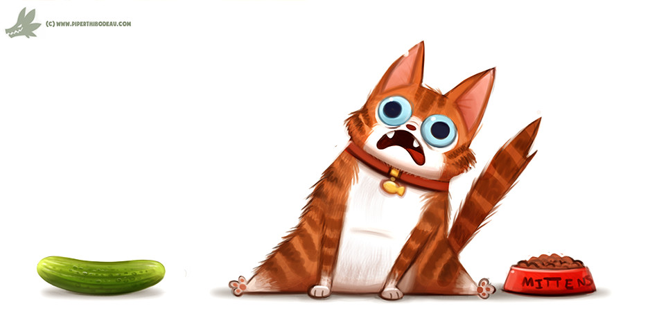 ArtStation - Daily Paint #1095. Cats VS. Cucumbers