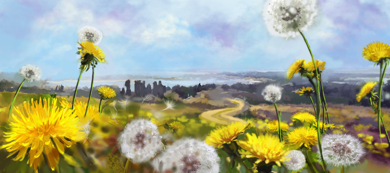 ArtStation - Field with dandelions