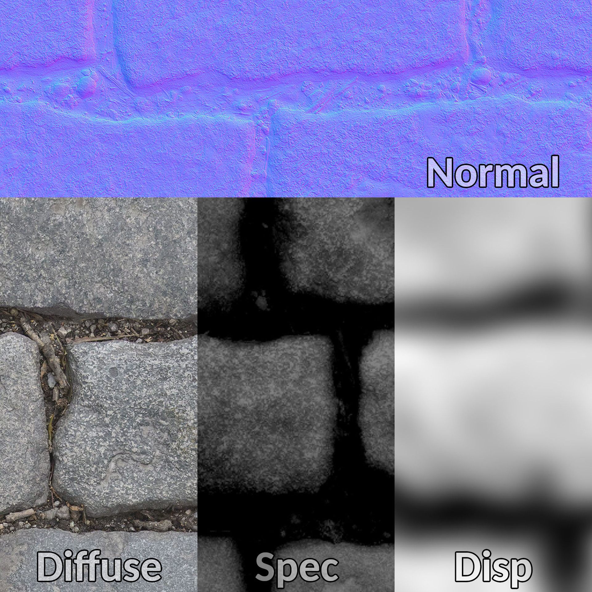 G A - Cobblestone PBR texture maps - FREE download