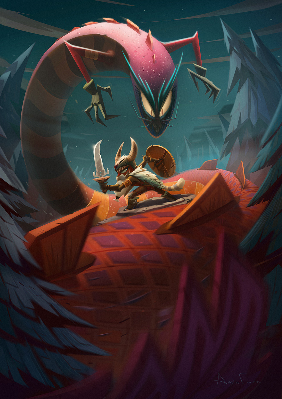 ArtStation - Rostam and Dragon!