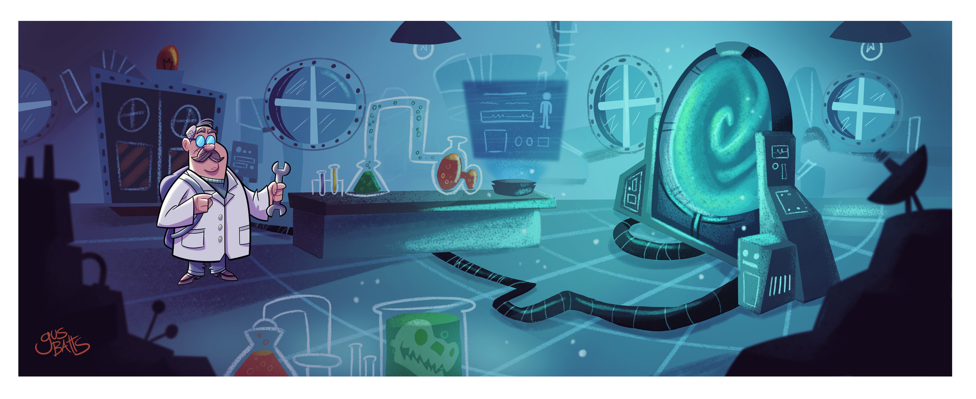 Science Lab Cartoon Background