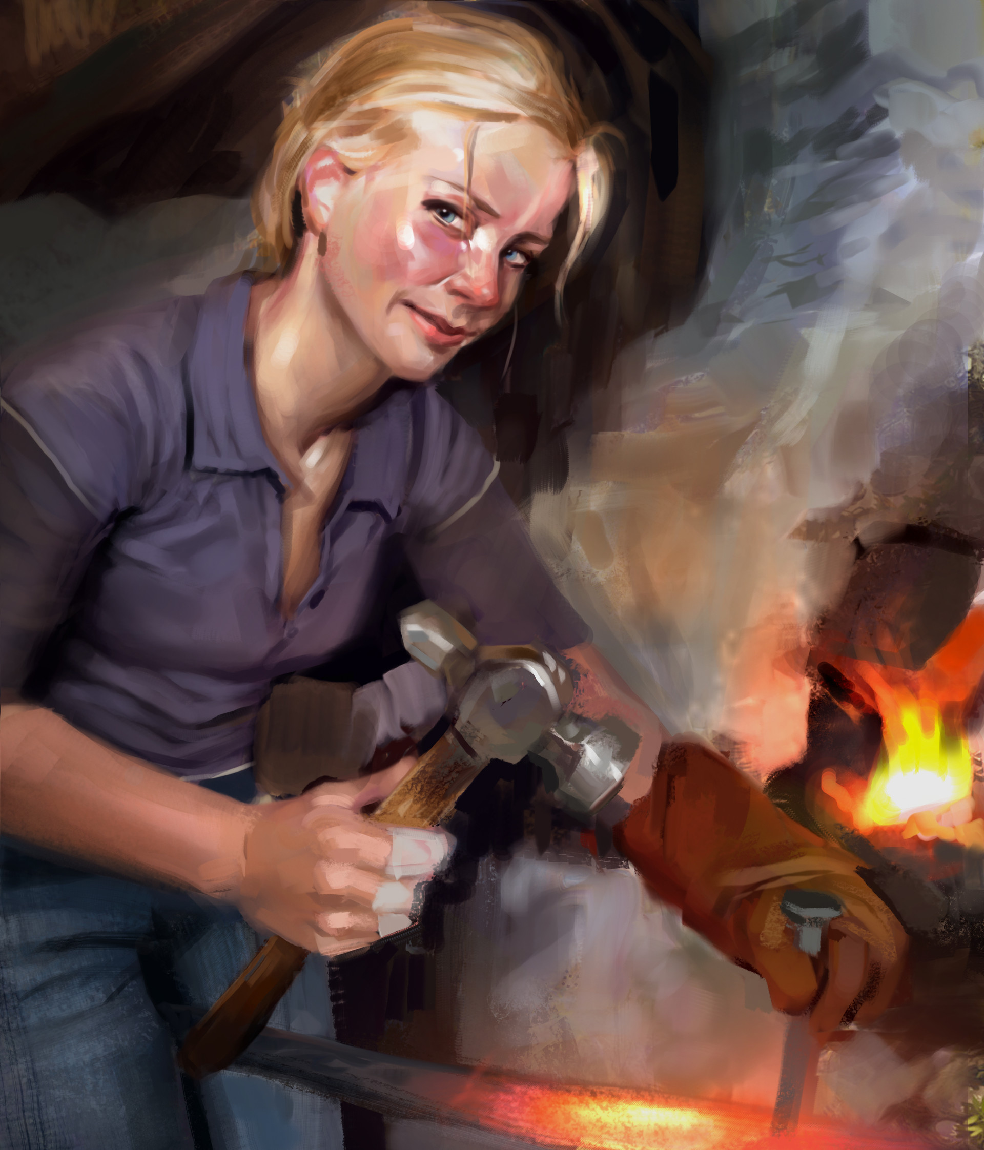 ArtStation - badass girl blacksmith!