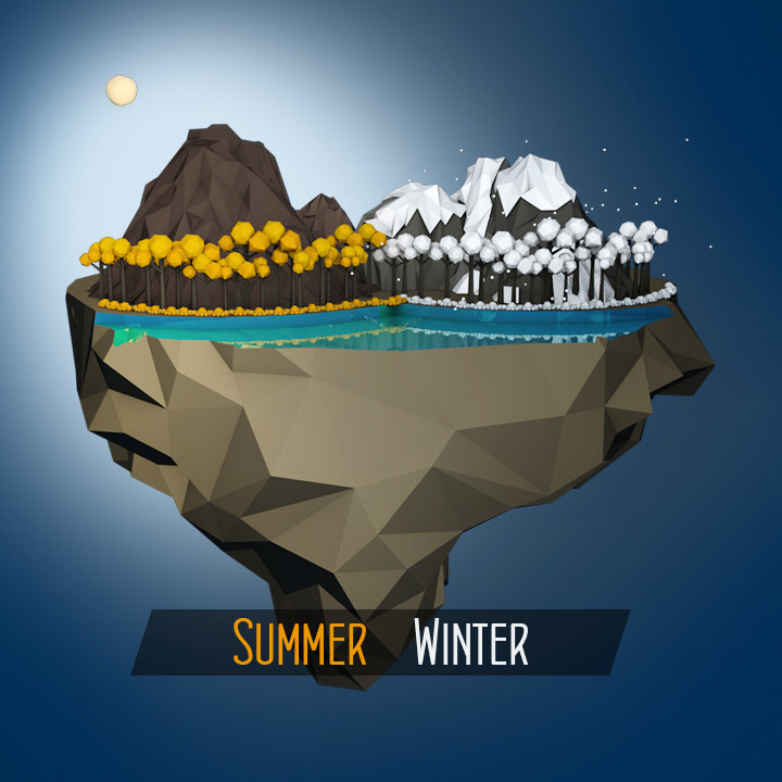 ArtStation - Summer Winter Low Poly Island.