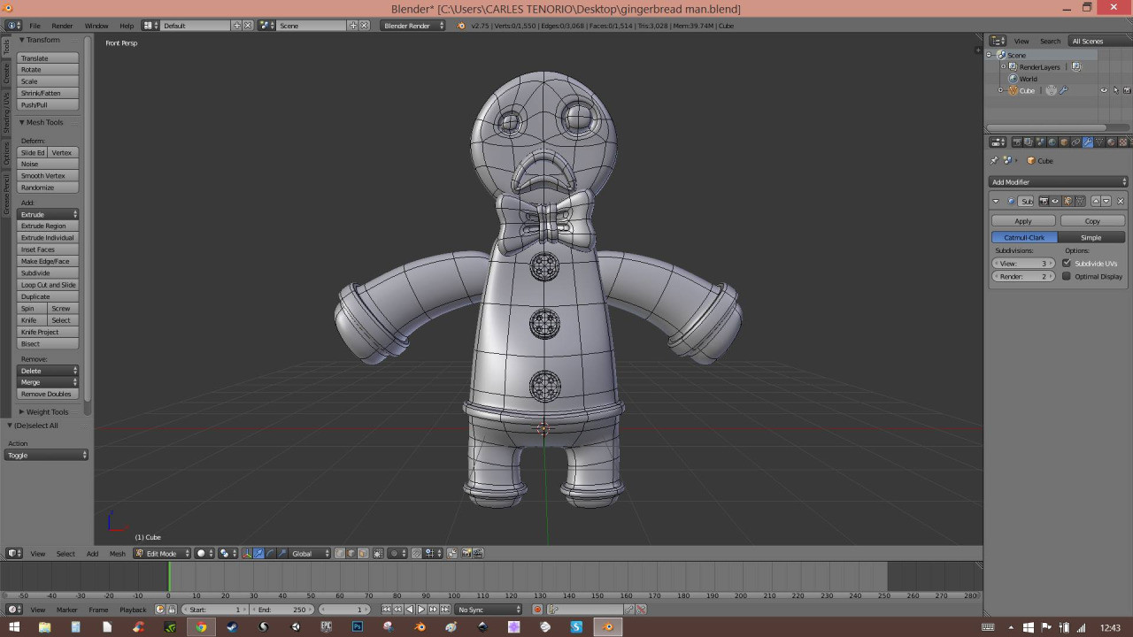 ArtStation - GINGERBREAD MAN - SUBDIV MODELLING