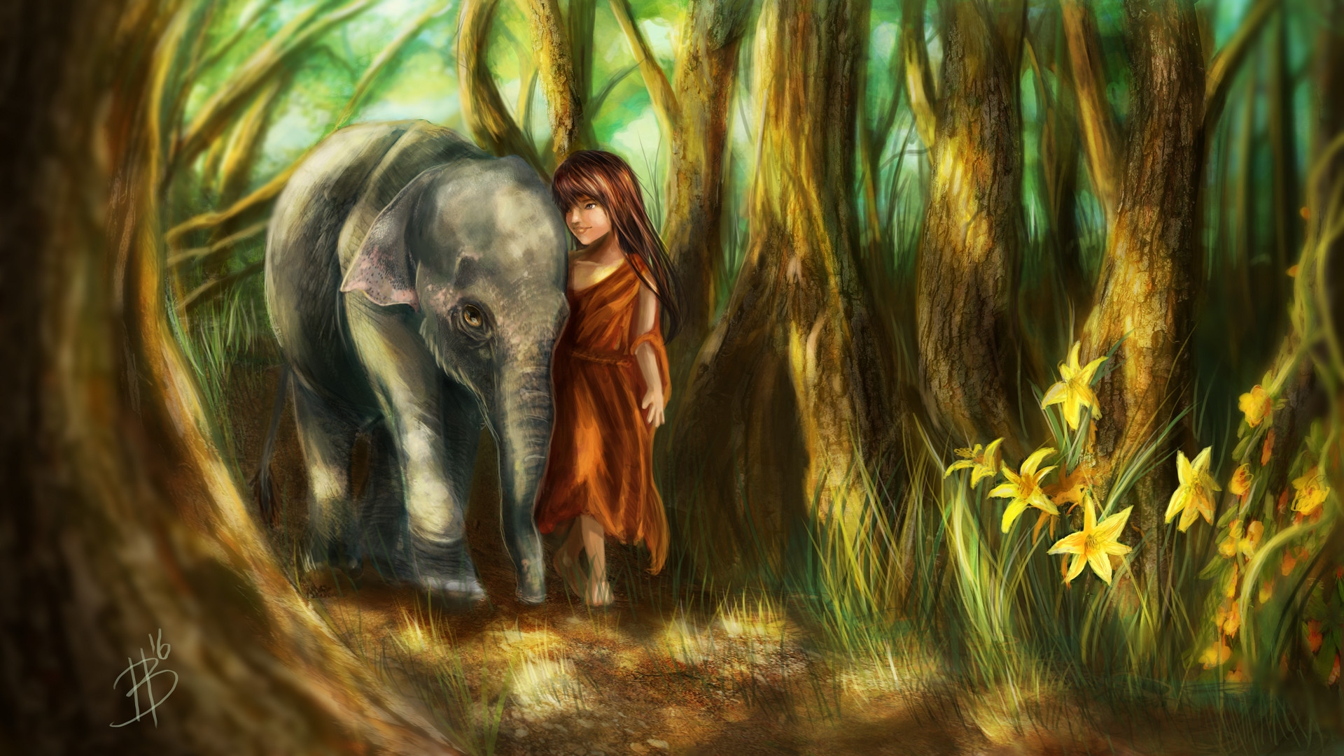 ArtStation - Girl and Elephant