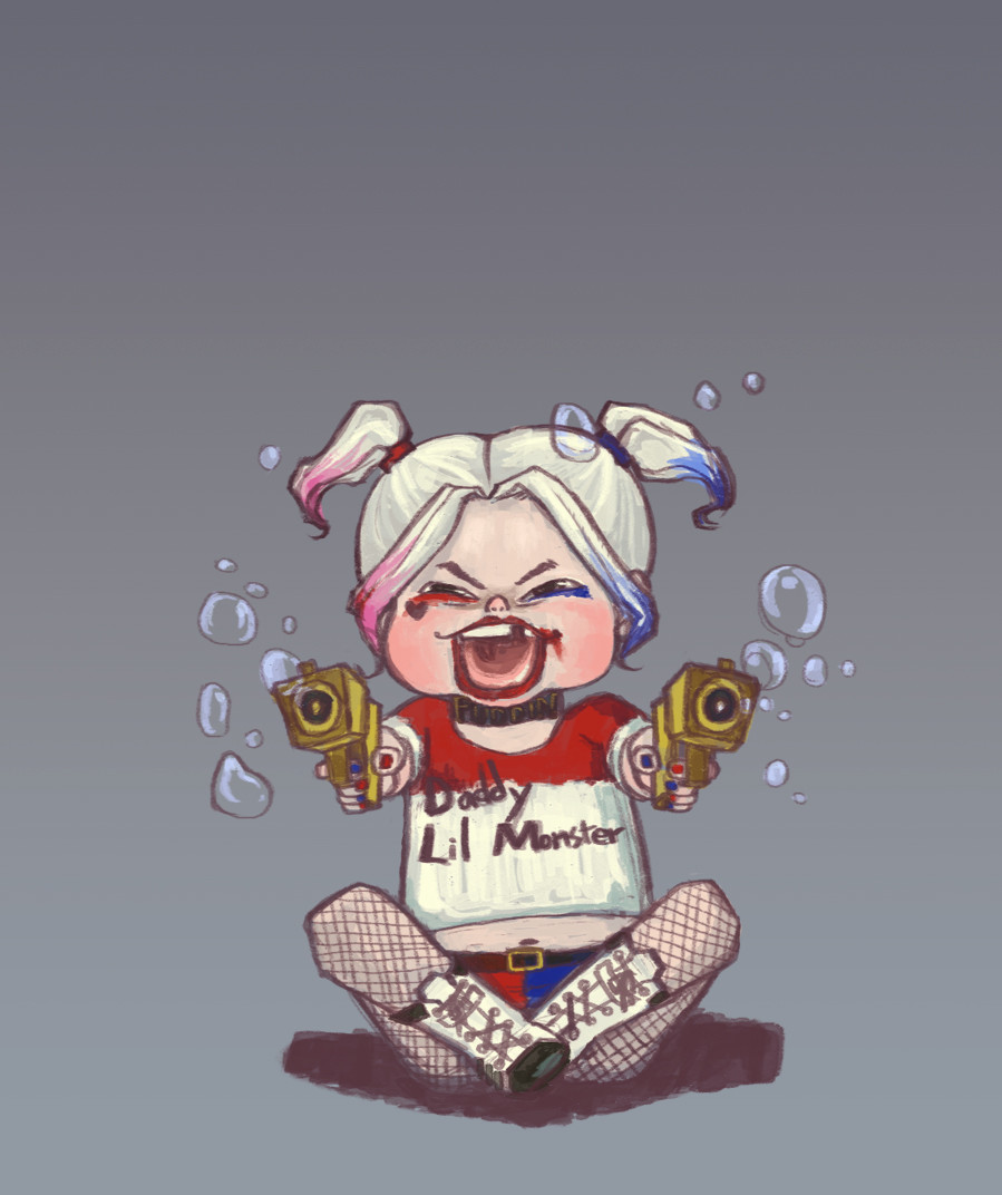 how to draw baby harley quinn