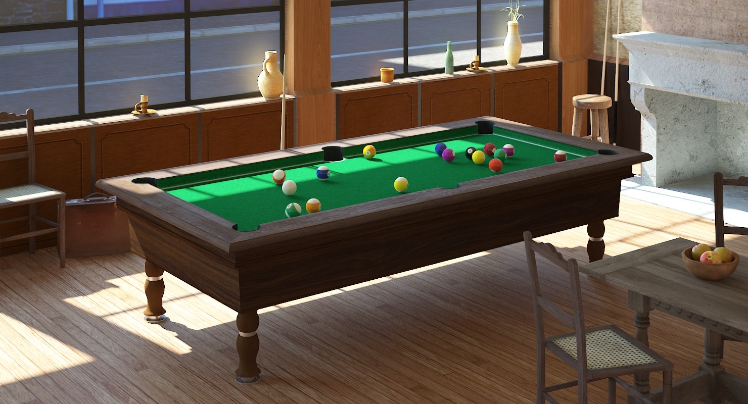 ArtStation - Interior with billiard pool