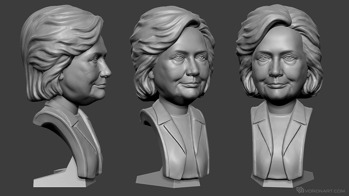 Nikolai Vorobev - Hillary Clinton. 3D print ready model