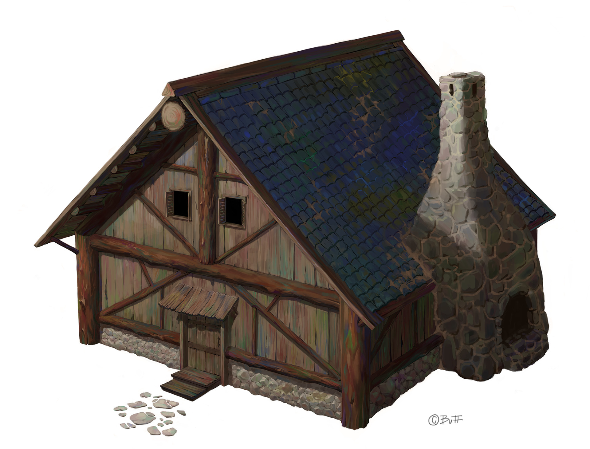 ArtStation - Medieval rural houses 2 coloring
