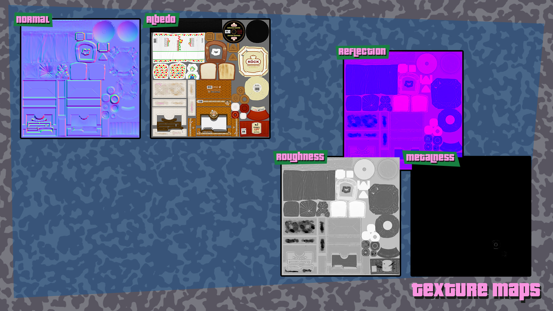 Bavo Debraekeleer - Ocean View Suite - Props - Textures Breakdown (with 3D Marmoset Viewer)