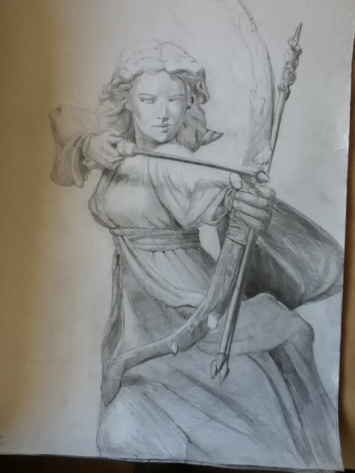 Female Archer Drawing