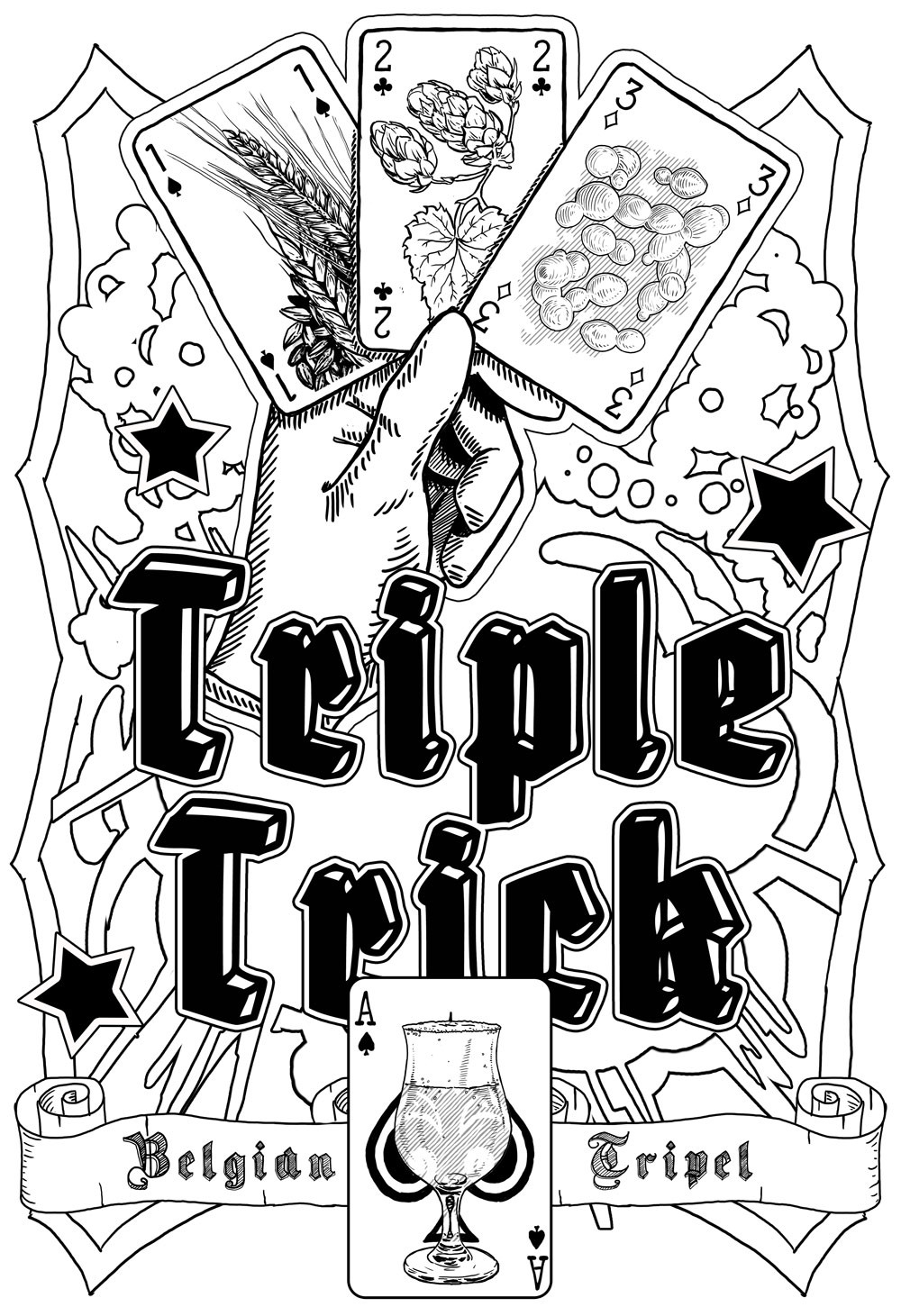 Máté Lukács - Triple Trick - Beer label for a friend's award winning beer.