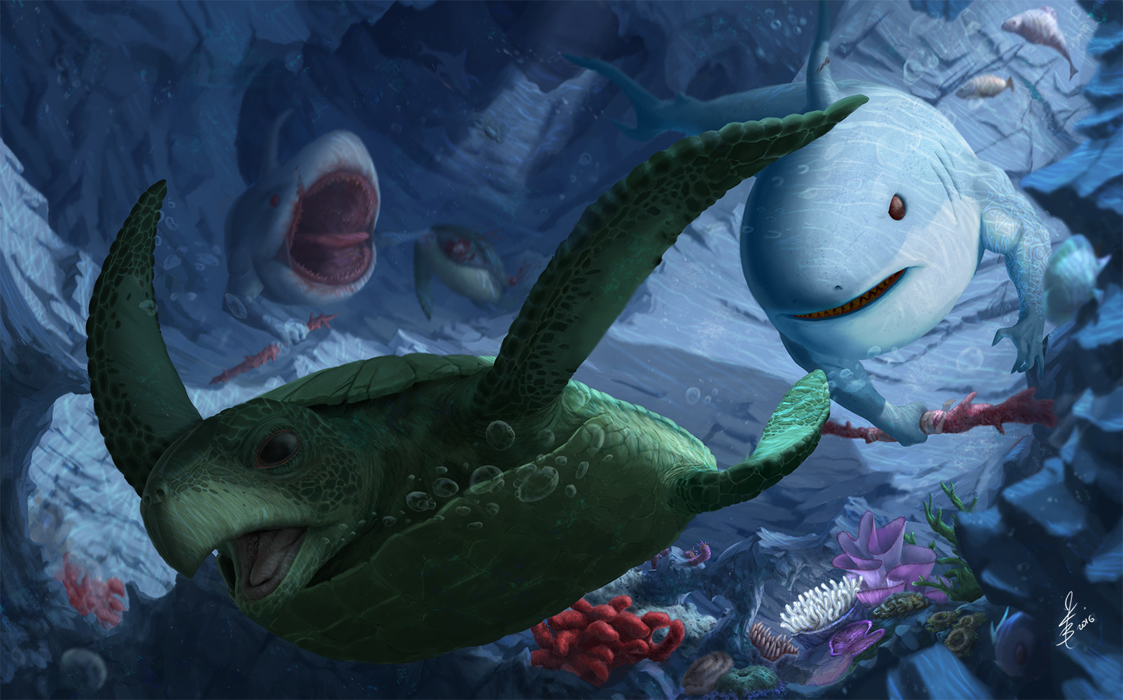 ArtStation - Mystic Sharks hunting