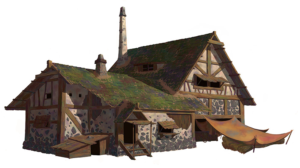 ArtStation - Medieval rural houses 3 coloring