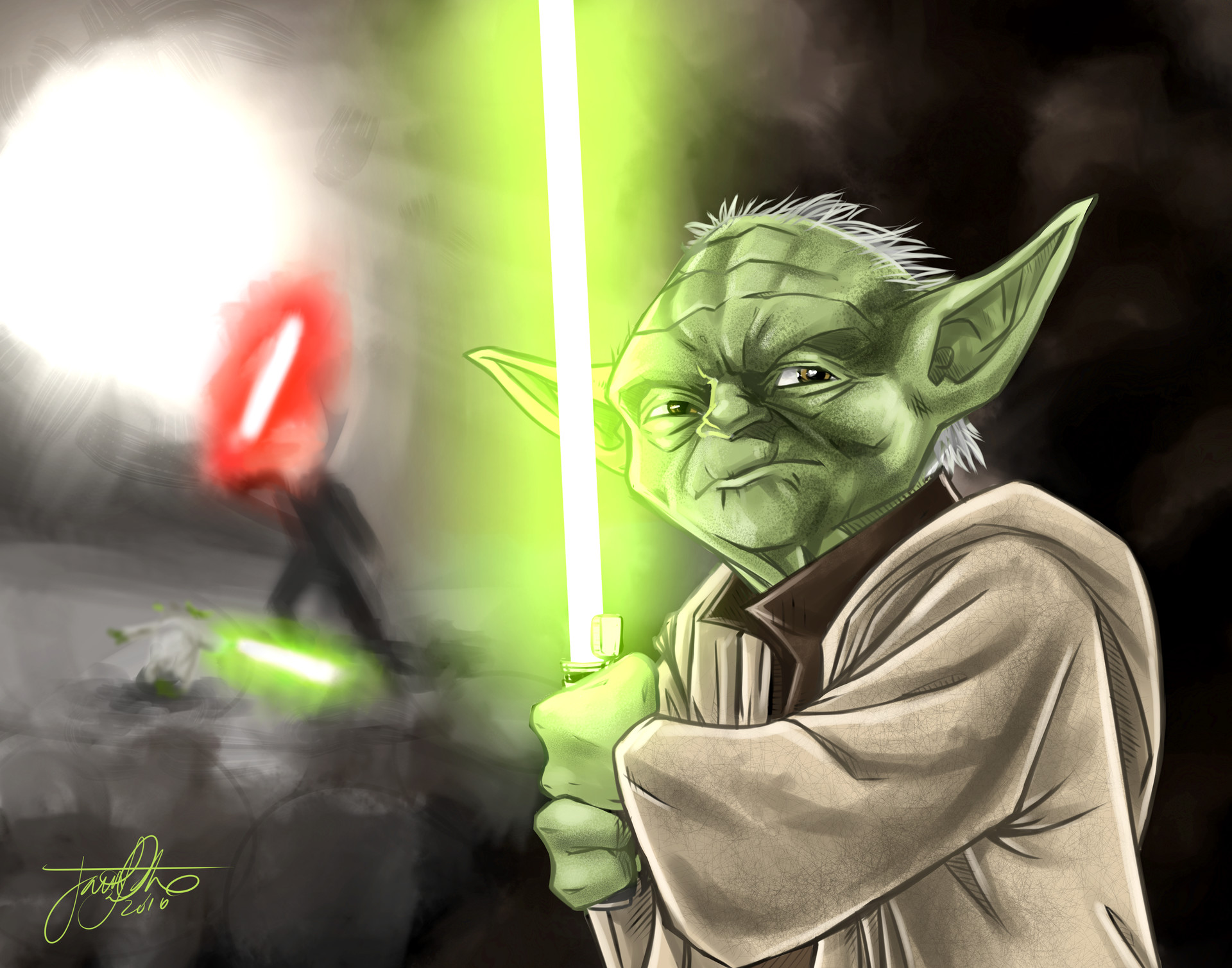 ArtStation - Star Wars, Attack of the Clones - Yoda, battle with Dooku