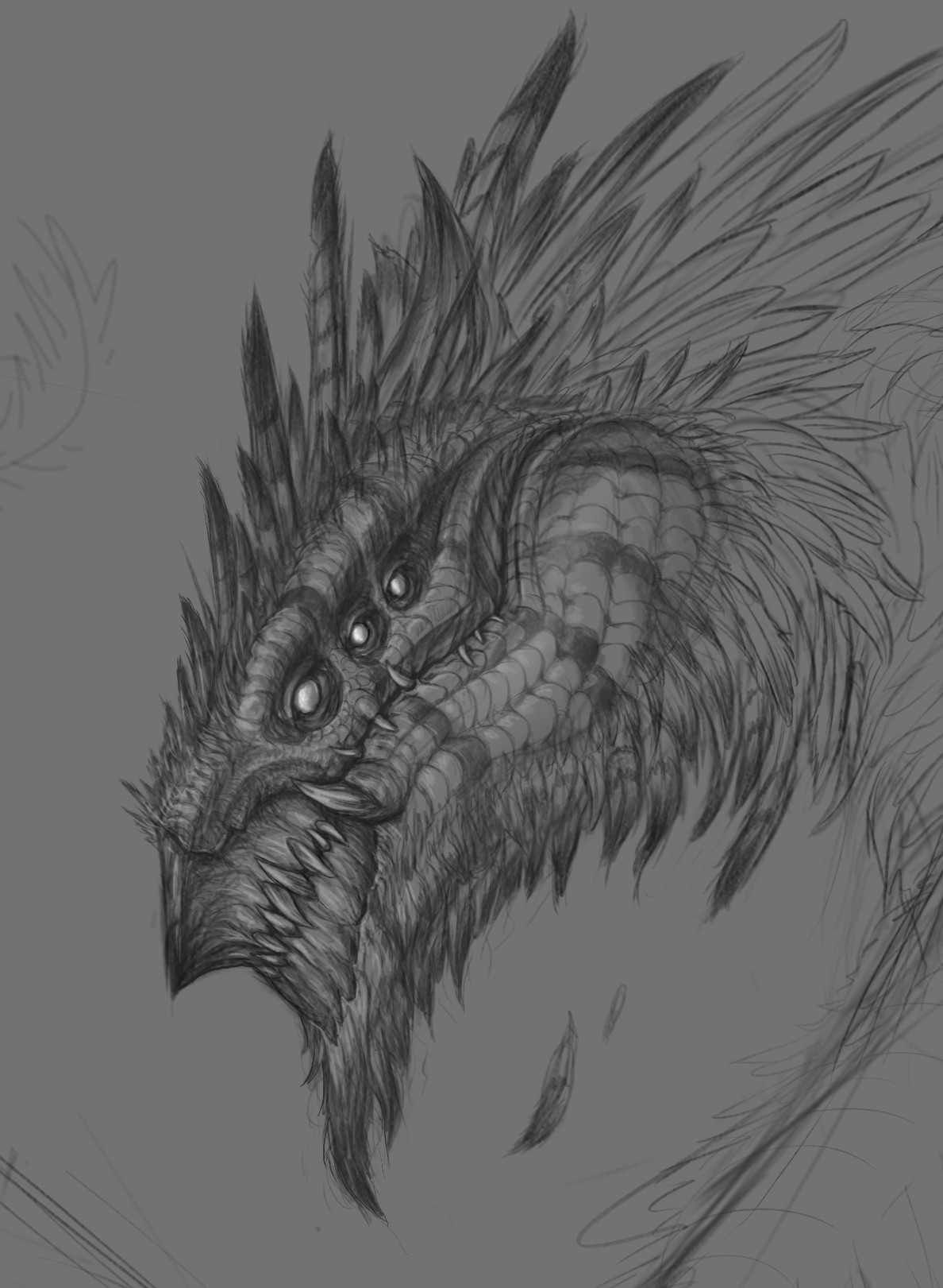 ArtStation - Feathered Dragon Sketch, Crystal Sully