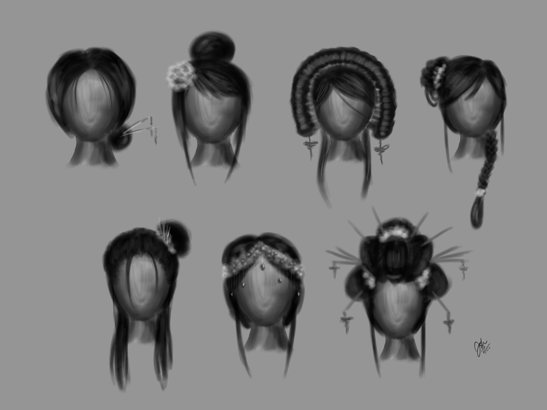 ArtStation - Oriental hair concepts.