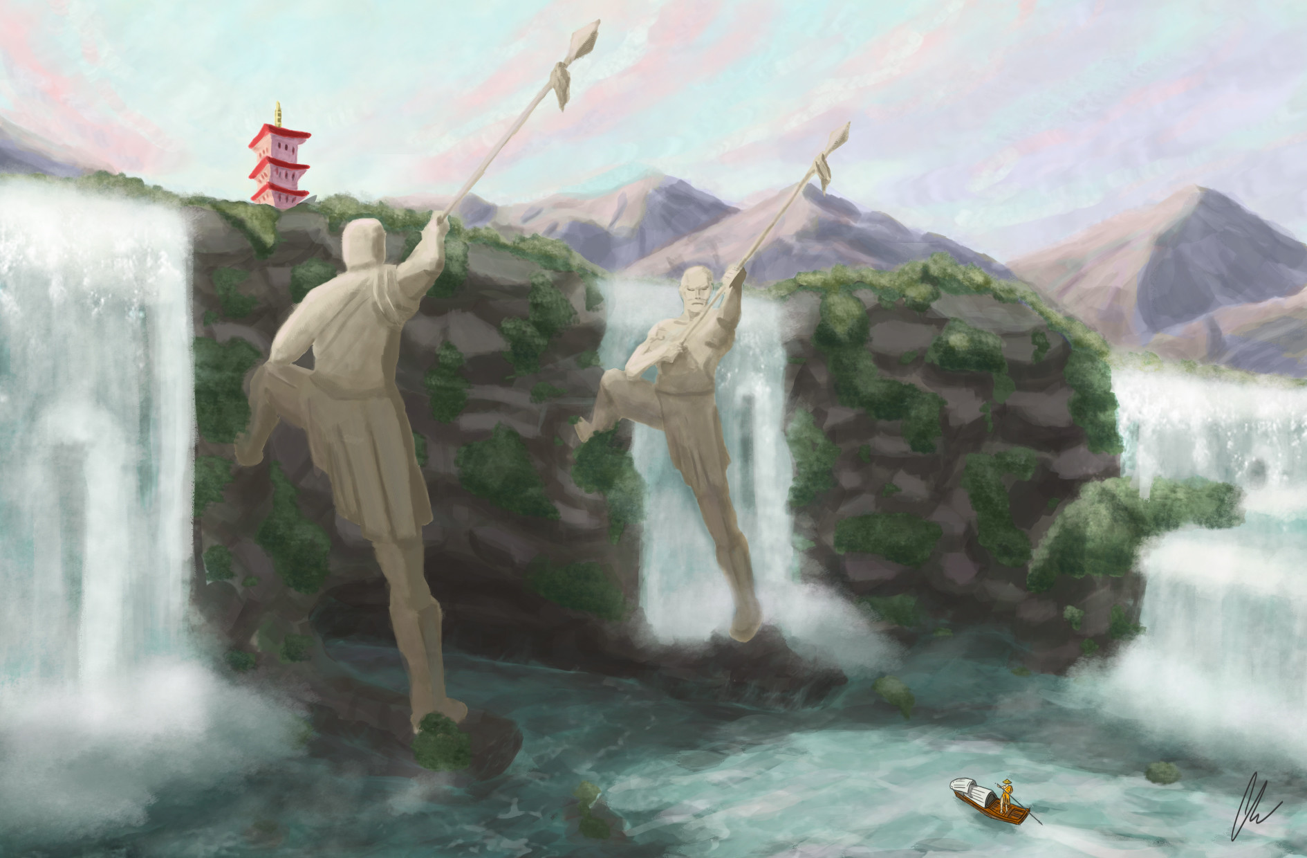 ArtStation - Waterfalls Color & b/w.