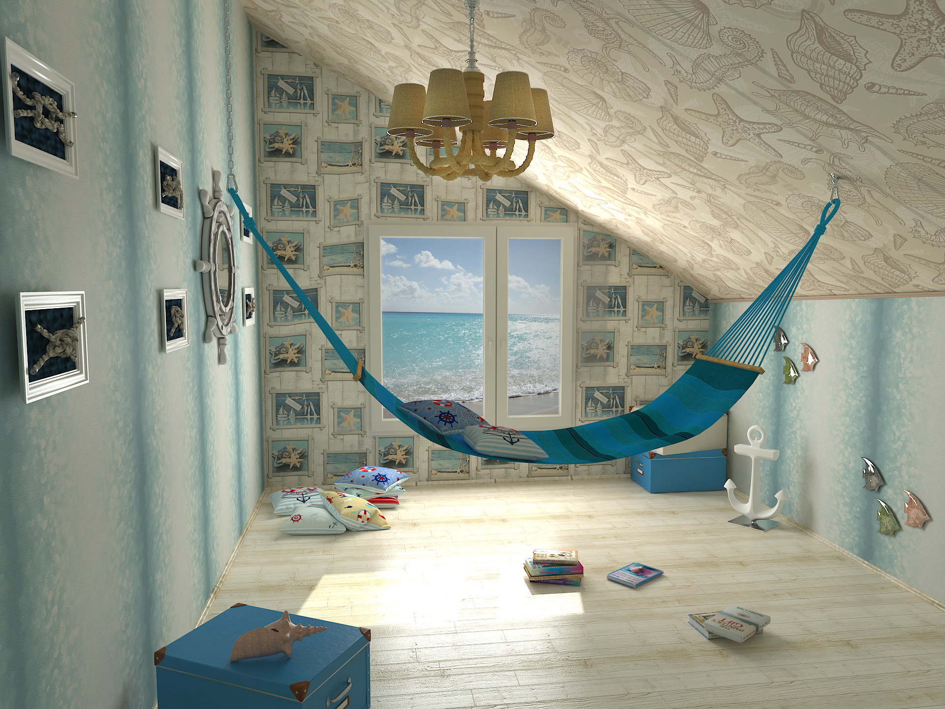 ArtStation - Sea-inspired living room