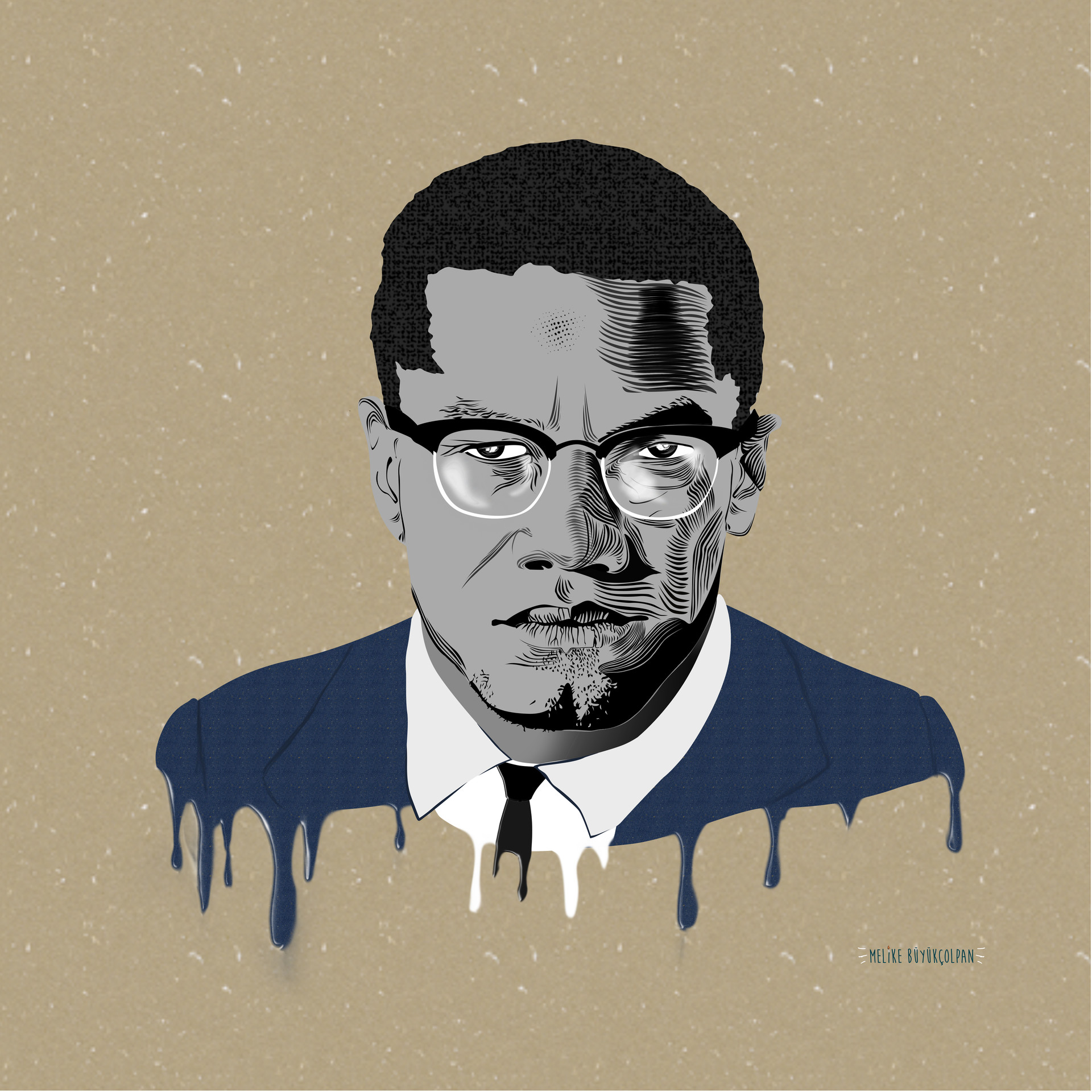 ArtStation - Malcolm X Portrait (Mostar Magazine)