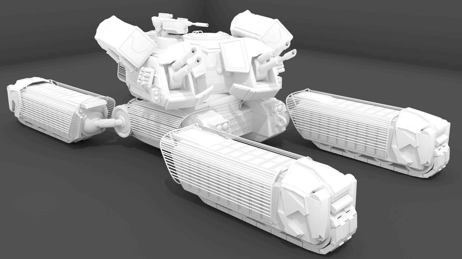 ArtStation - Vehicle: Tank walker - Clay render