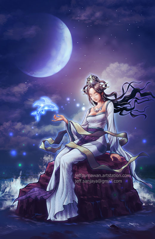 how to draw a water goddess