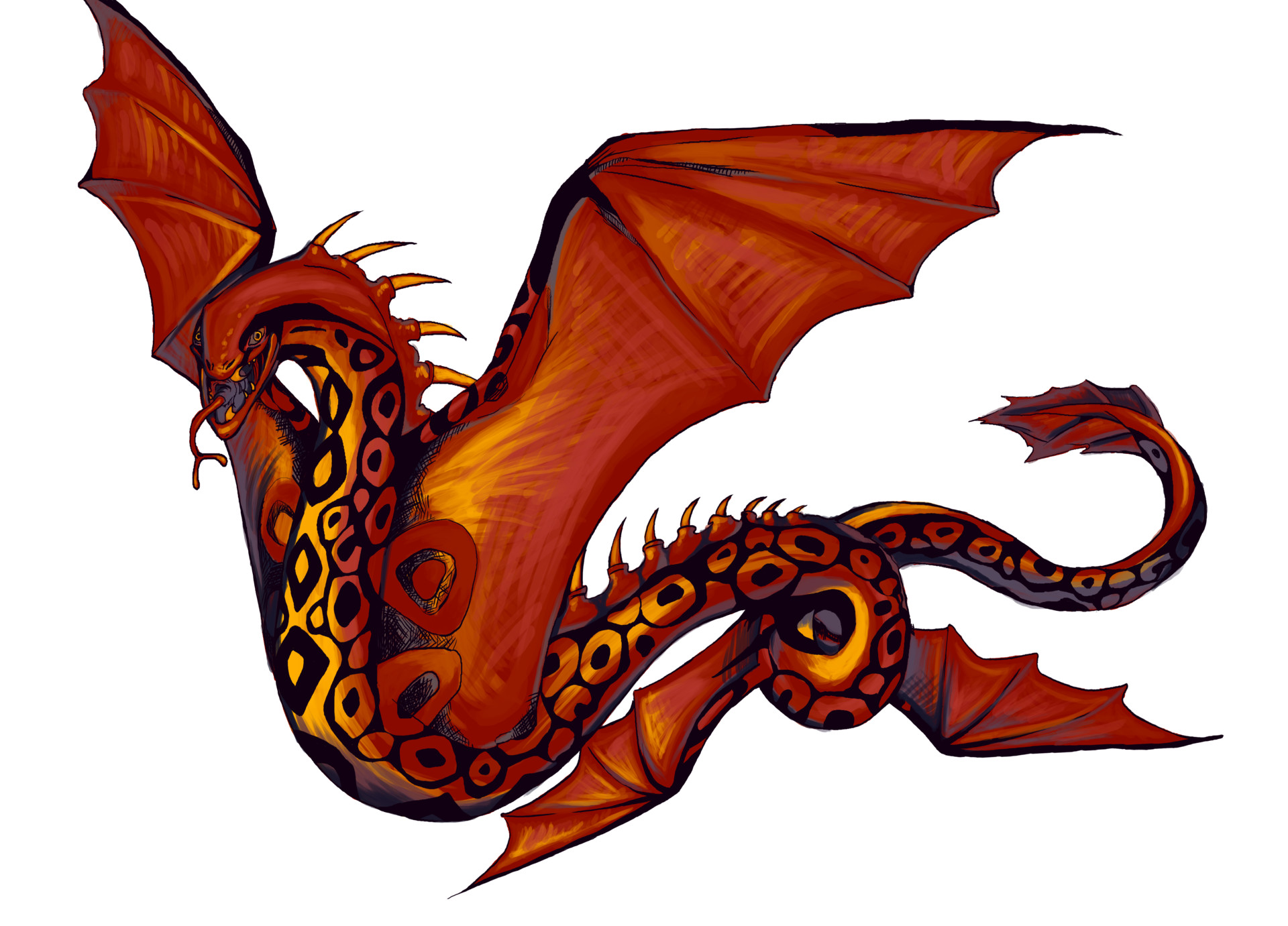 how to draw a snake on fire