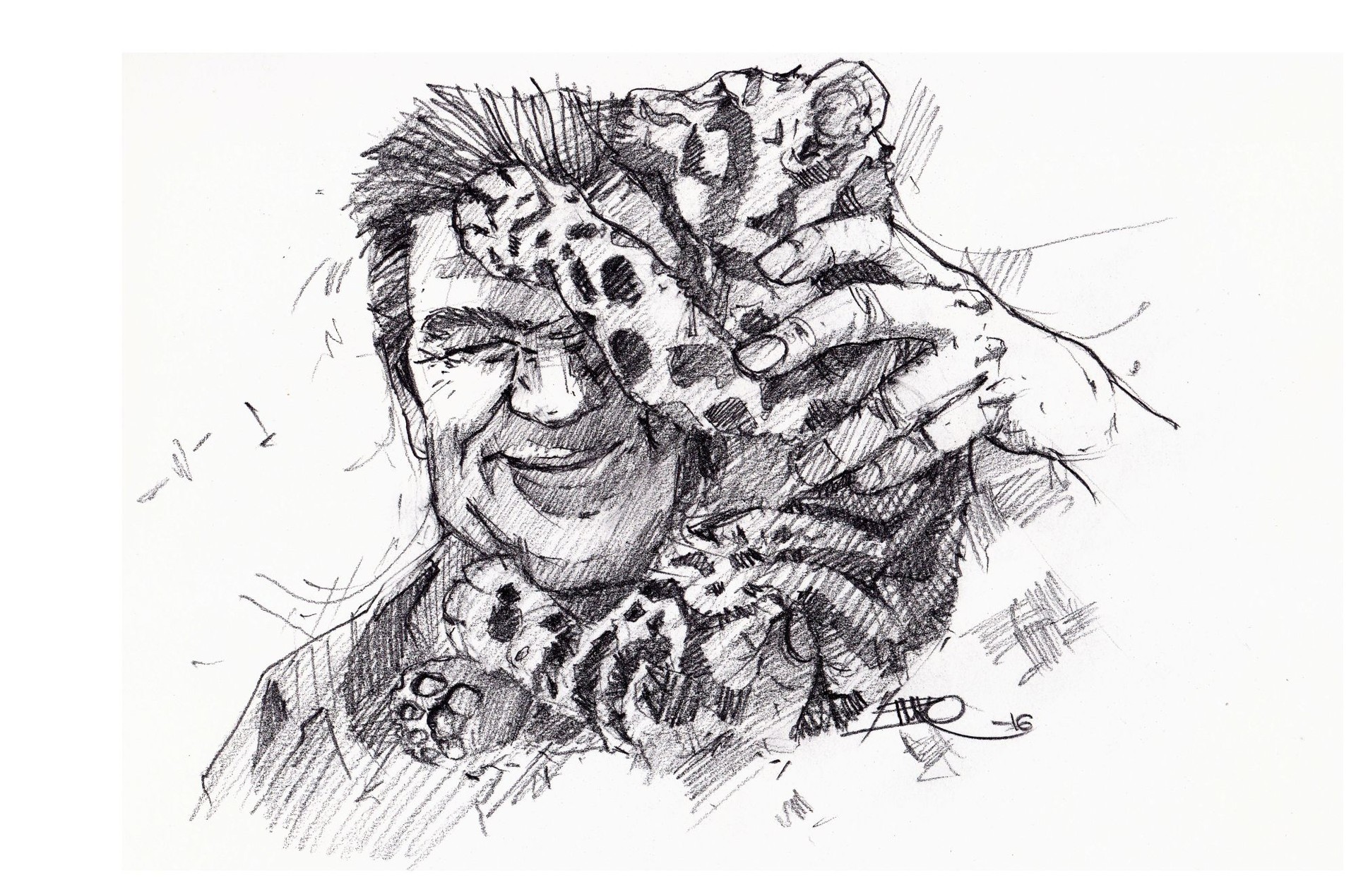 ArtStation - Leopard Love & Hellboy Sketch