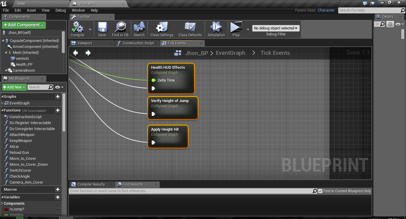 Dennis Mozart - Damage based on Height of Falling and HUD Interactions - UE4 Blueprint Mechanic