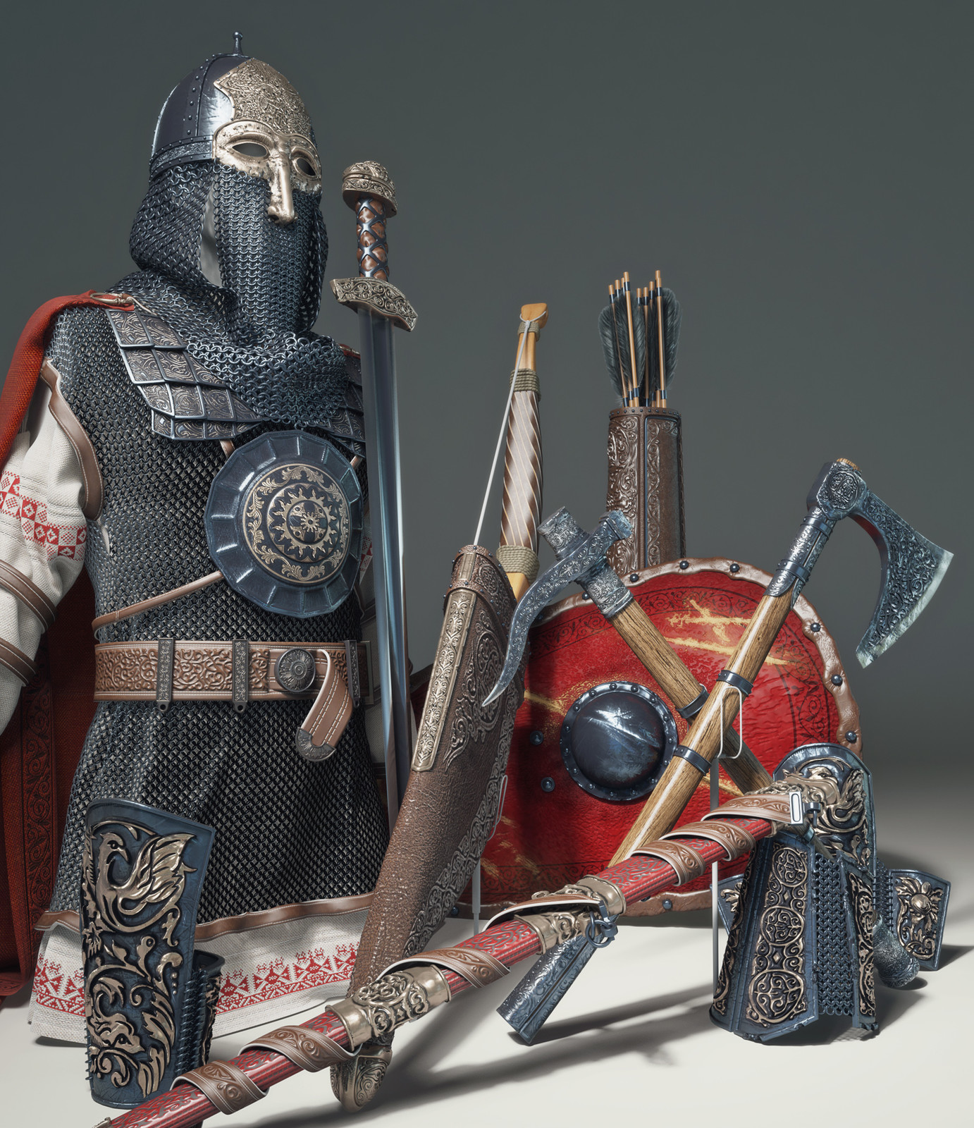 Nick To (dr540) - Weapons and armor of a warrior of the 12th century.